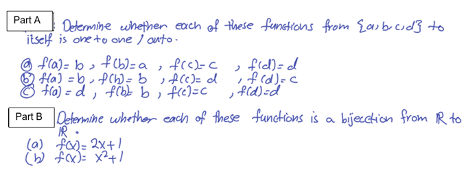 Solved Part A Determine whether each of these functions from | Chegg.com