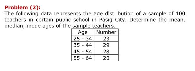Solved Problem (2): The following data represents the age | Chegg.com