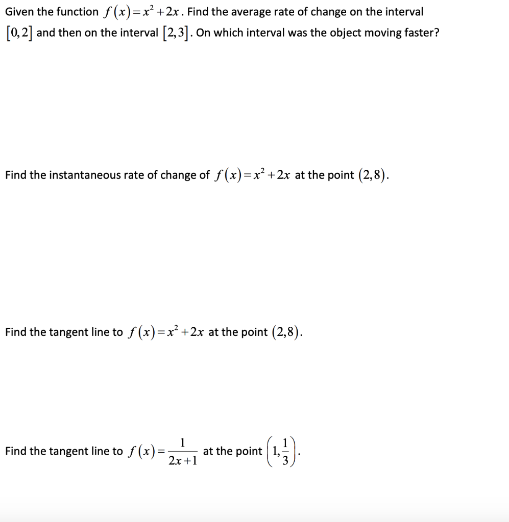 Solved Hi, calculus rate of change problems. 4 part | Chegg.com