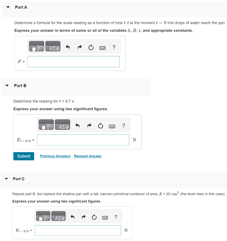 Solved A scale is adjusted so that when a large, shallow pan | Chegg.com