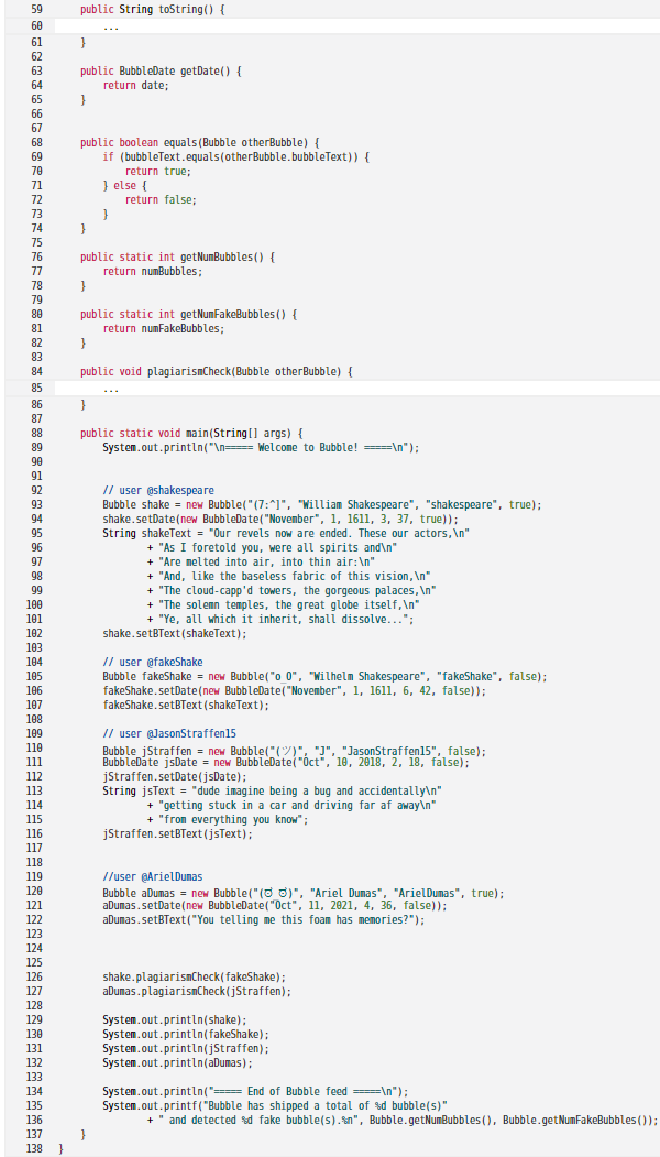 Solved Bubble — A Microblogging Service You are tasked with | Chegg.com