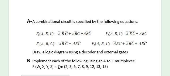 Solved A-A combinational circuit is specified by the | Chegg.com