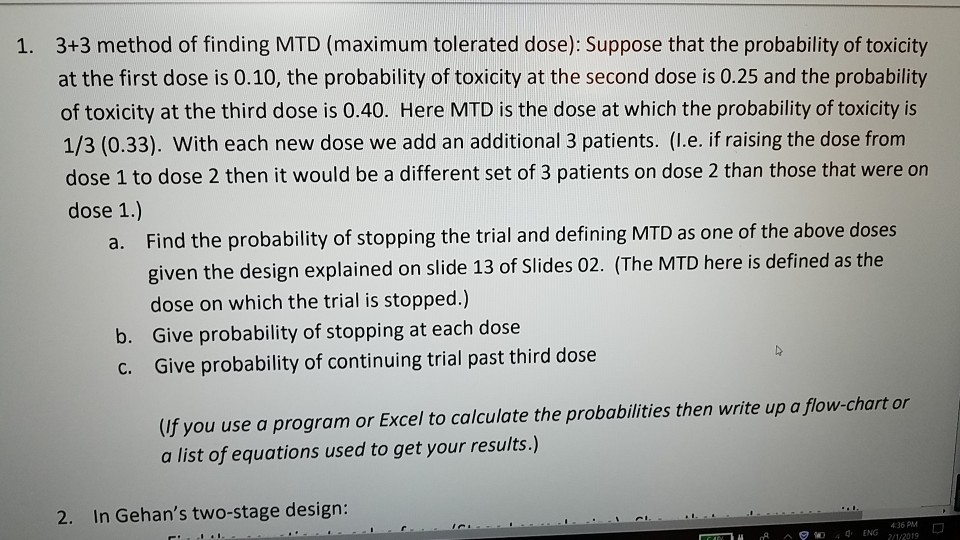 3+3 method of finding MTD (maximum tolerated dose): | Chegg.com