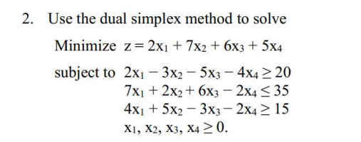 Solved Use the dual simplex method to solve ﻿Minimize | Chegg.com
