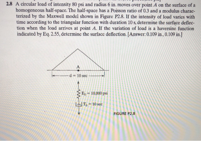 Solved 2.8 A circular load of intensity 80 psi and radius 6 | Chegg.com