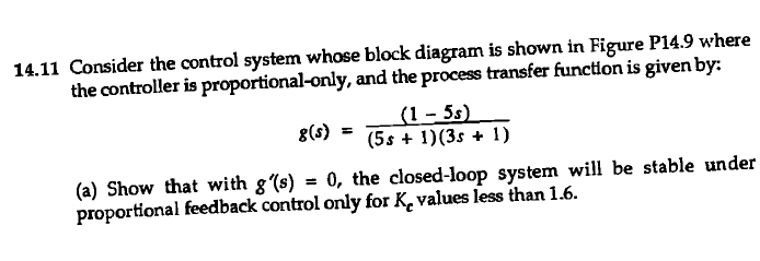 Solved 14.11 Consider the control system whose block diagram | Chegg.com