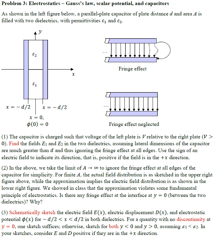 Solved by an EXPERT Problem 3: Electrostatics - ﻿Gauss's law, scalar | Chegg.com