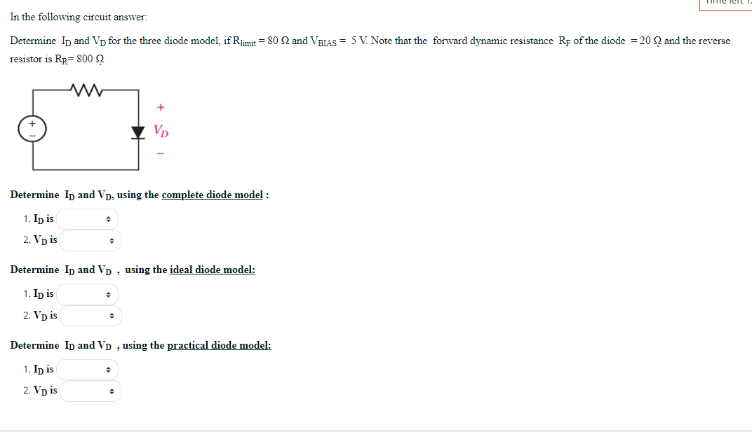 Solved In the following circuit answer:Determine ID ﻿and VD | Chegg.com
