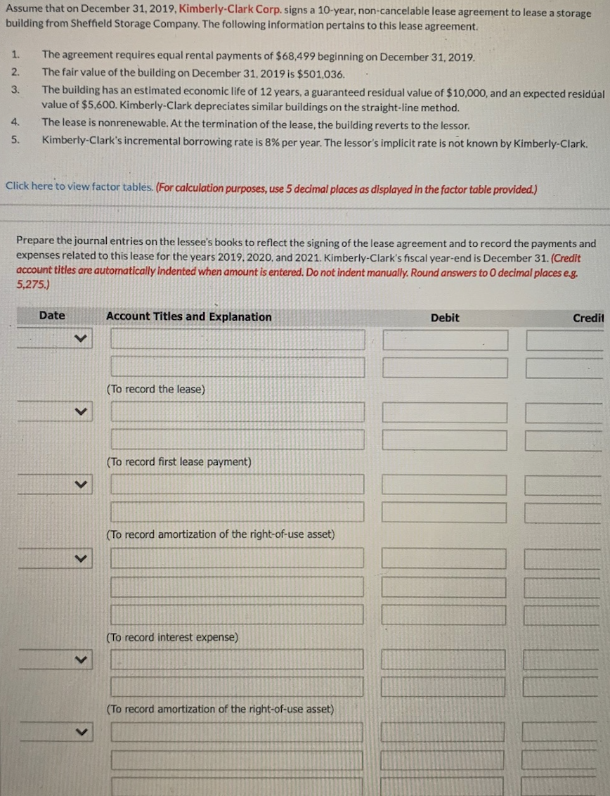 Solved Assume that on December 31, 2019, Kimberly-Clark | Chegg.com