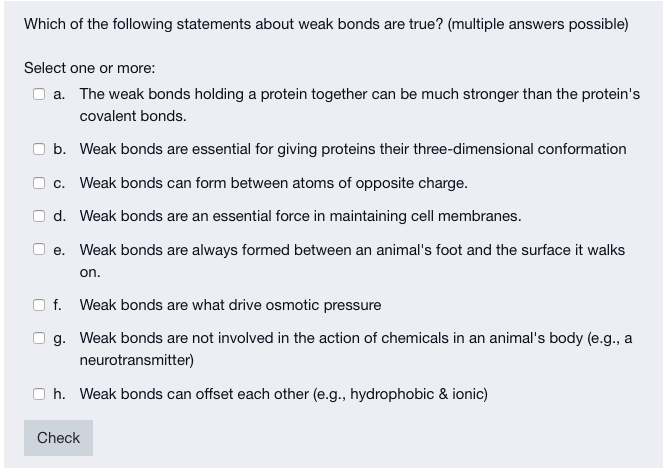 Solved Which of the following statements about weak bonds | Chegg.com