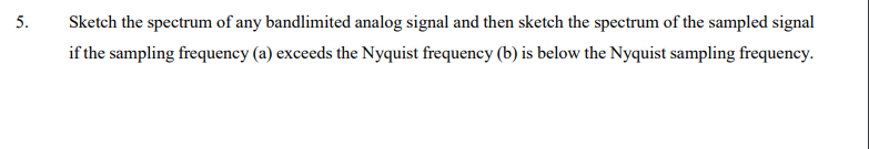 Solved 5. Sketch the spectrum of any bandlimited analog | Chegg.com