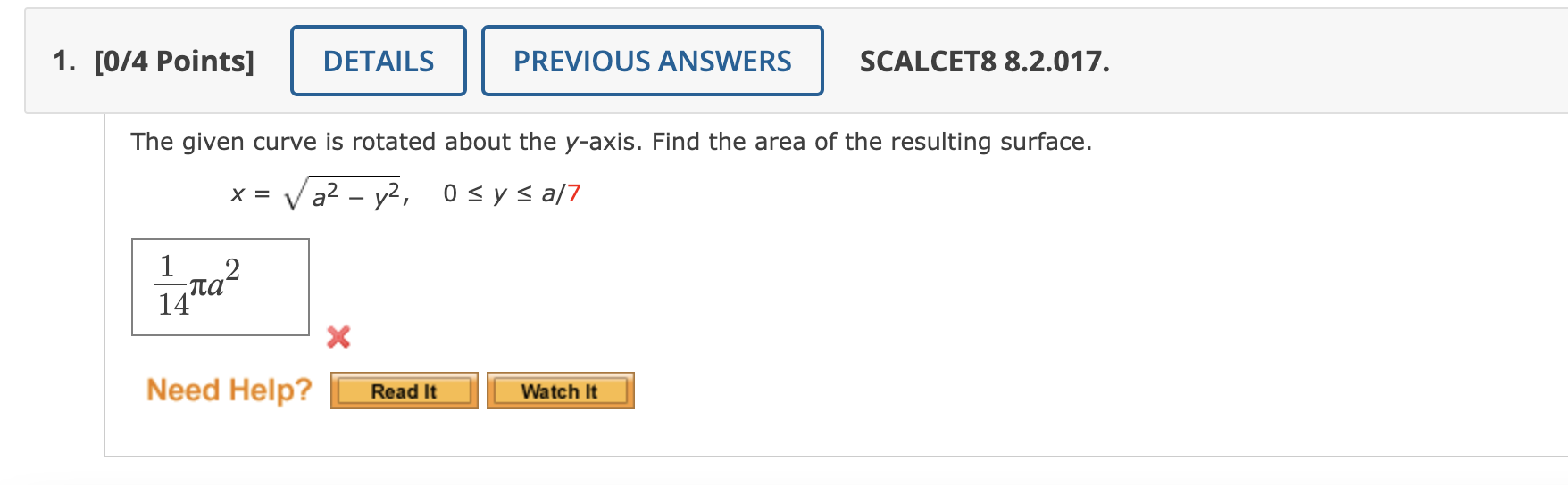 Solved The given curve is rotated about the y-axis. Find the | Chegg.com