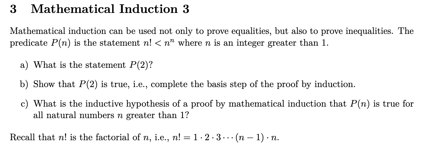 Solved 3 Mathematical Induction 3 Mathematical induction can | Chegg.com