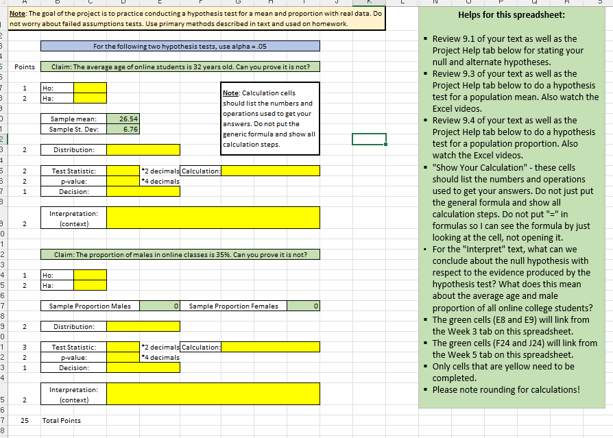 Project: Part 4-Hypothesis Tests Assignment For this | Chegg.com