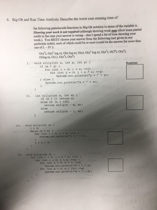 Solved Big-0h and Run Time Analysis: Describe the worst case | Chegg.com