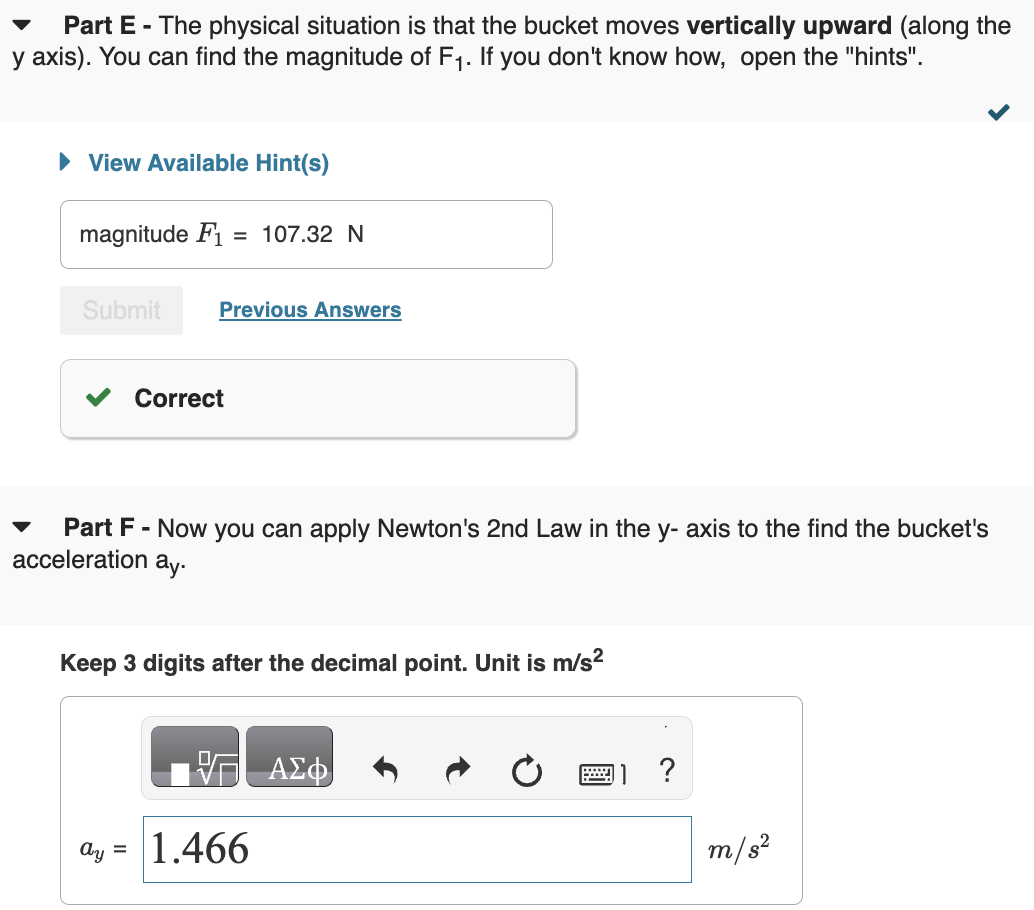 Solved Part E - The physical situation is that the bucket | Chegg.com