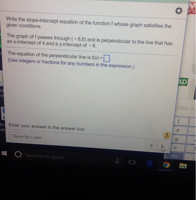 Solved Write The Slope Intercept Equation Of The Function F
