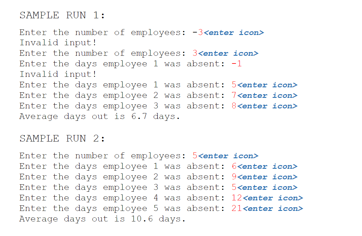 Solved Days out Write a program that calculates the average | Chegg.com