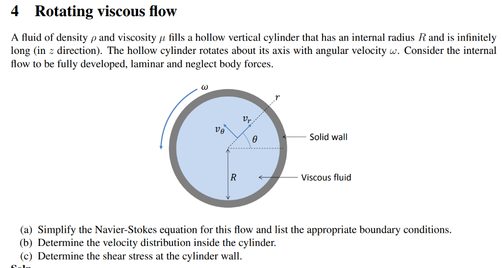 Solved 4 Rotating viscous flow A fluid of density ρ and | Chegg.com Solved 4 Rotating viscous flow A fluid of density ρ and | Chegg.com