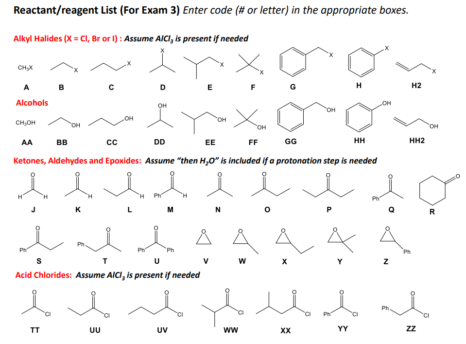 Solved Using the reagent list ↓, identify the reagents | Chegg.com
