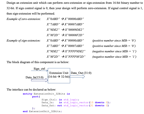 Design an extension unit which can perform | Chegg.com
