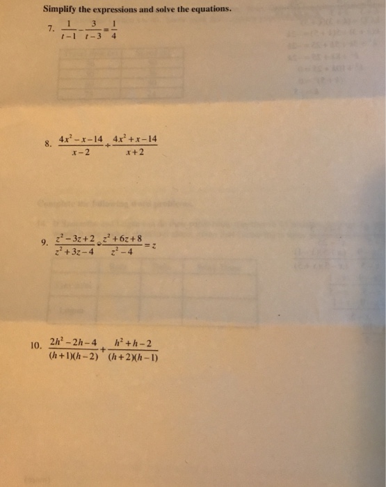 Solved Simplify the expressions and solve the equations. 1 3 | Chegg.com