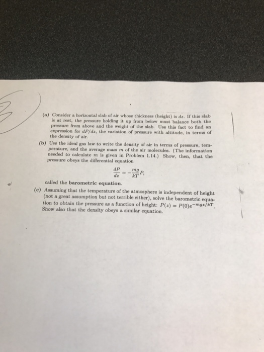 Solved (a) Consider a horizontal slab of air whose thickness | Chegg.com