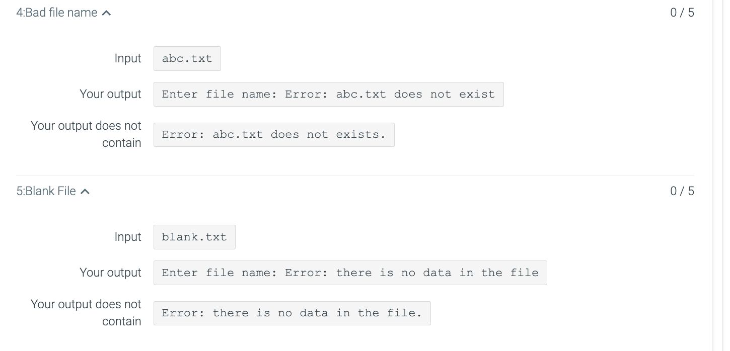 Solved Your output does not contain4:Bad file name ∧ 0/5 | Chegg.com