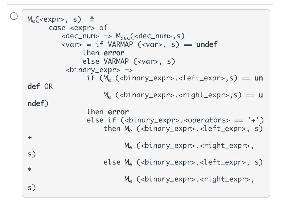 Solved Which of the following shows a denotational semantic | Chegg.com