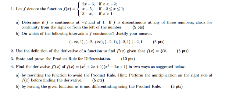 Solved 1. Let f denote the function f(x)=⎩⎨⎧2x−3,x−5,3−x, if | Chegg.com