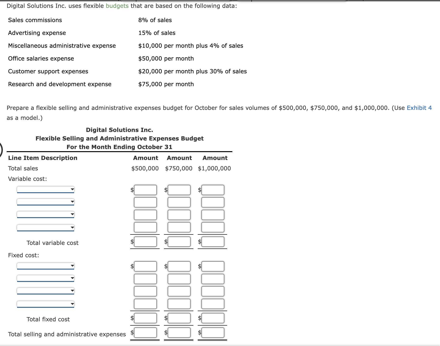 Solved Digital Solutions Inc. uses flexible budgets that are | Chegg.com