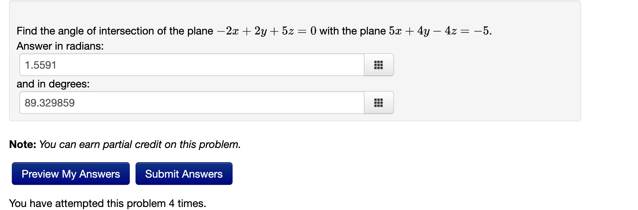 Solved Find the angle of intersection of the plane | Chegg.com