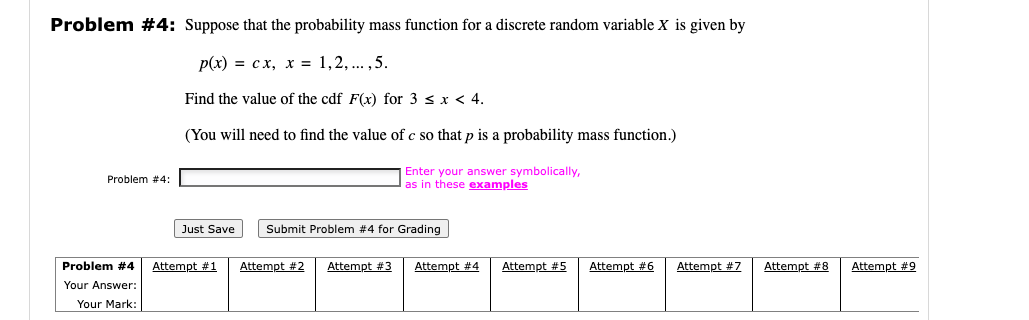 Solved Problem #4: Suppose that the probability mass | Chegg.com