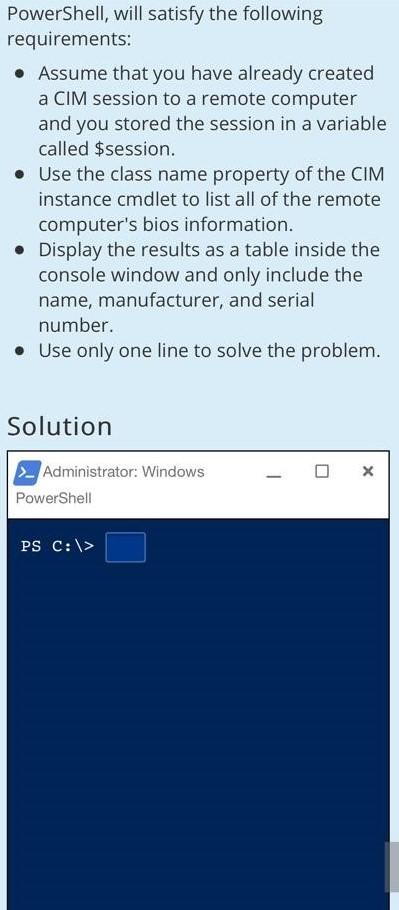 Solved PowerShell, will satisfy the following requirements: | Chegg.com
