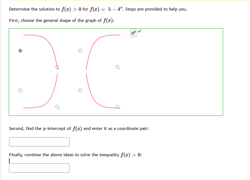 Solved Determine the solution to f(x)>0 ﻿for f(x)=5-4x. | Chegg.com