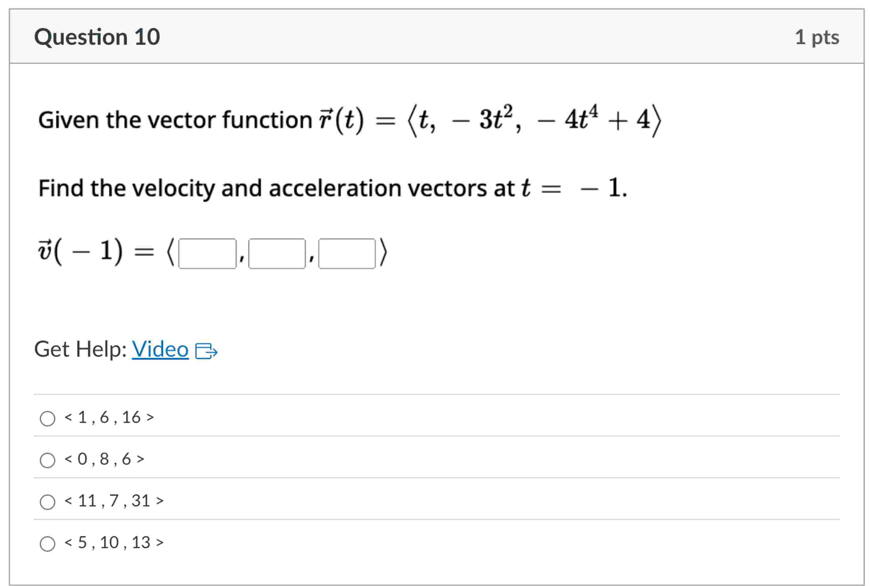 Solved Question 10Given the vector function | Chegg.com