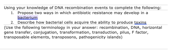 Solved Using your knowledge of DNA recombination events to | Chegg.com