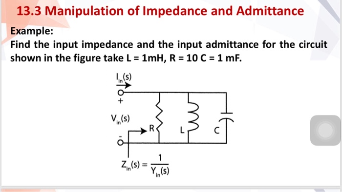 Solved 13.3 Manipulation of Impedance and Admittance | Chegg.com