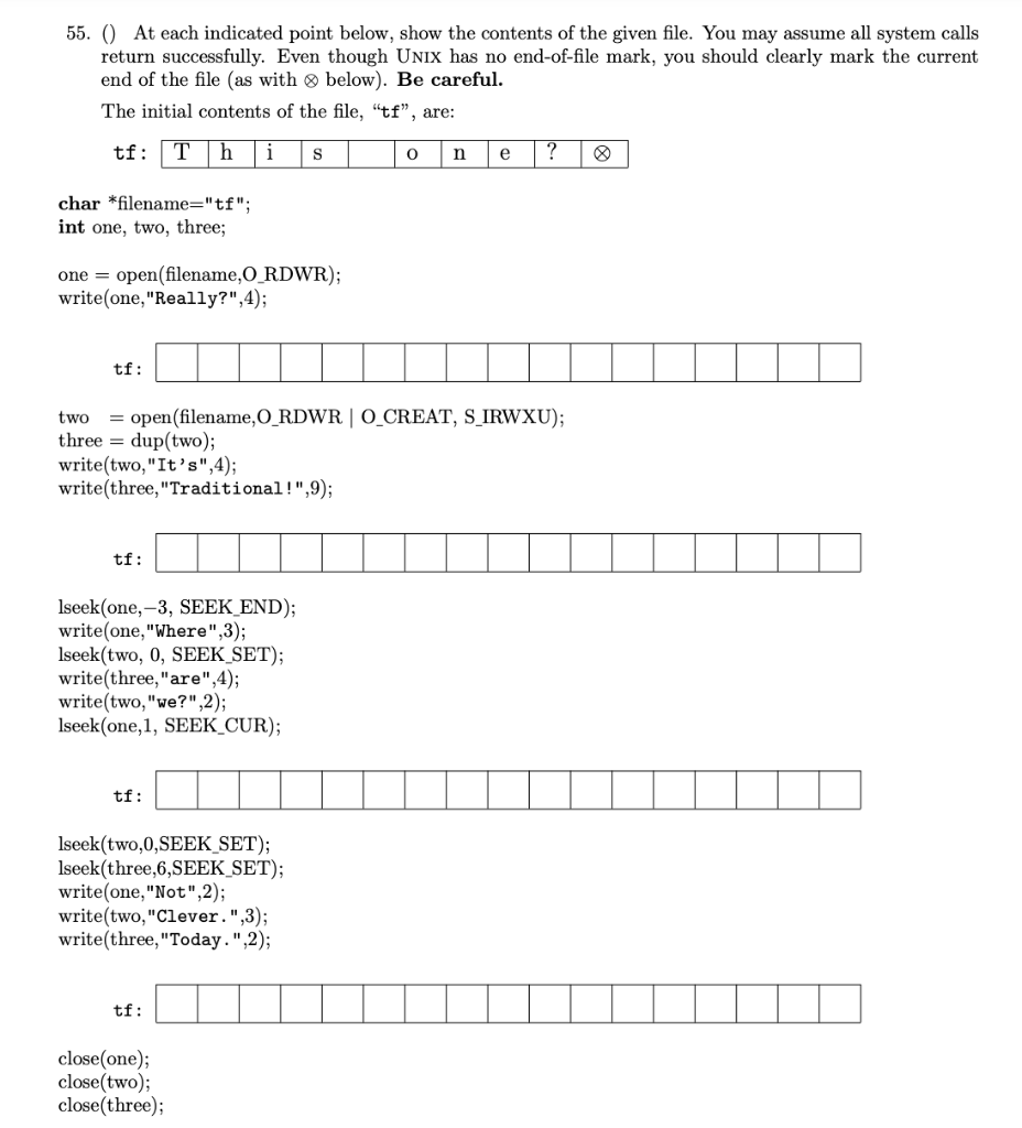 Solved 55. () At each indicated point below, show the | Chegg.com