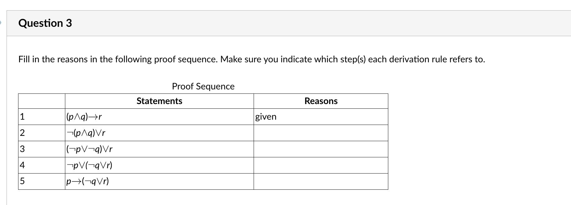 Solved Fill in the reasons in the following proof sequence. | Chegg.com