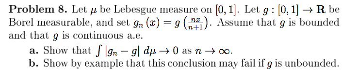 Solved Problem 8. Let u be Lebesgue measure on [0, 1]. Let | Chegg.com