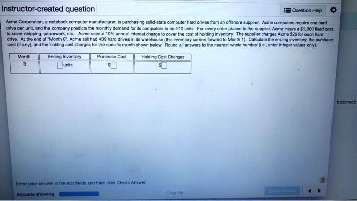Solved Instructor-created question Question Help * Acme | Chegg.com