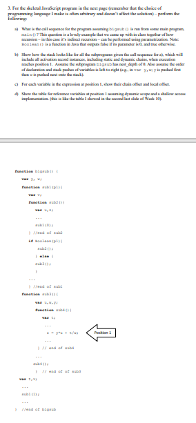 3. For the skeletal JavaScript program in the next | Chegg.com