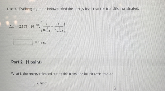 Use the Rydberg equation below to find the energy | Chegg.com