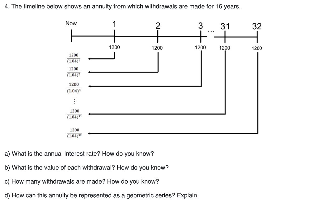 Solved 4. The timeline below shows an annuity from which | Chegg.com