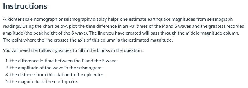 Solved A Richter scale nomograph or seismography display | Chegg.com