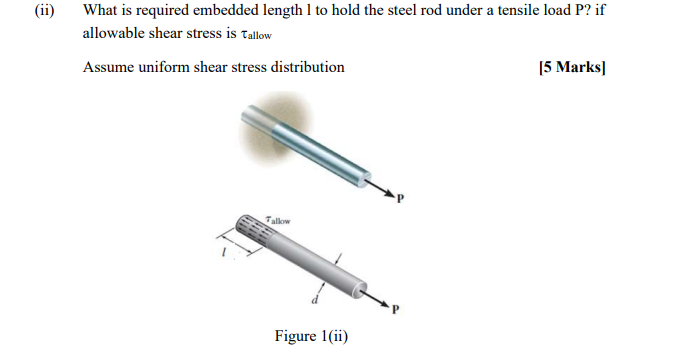 Solved (ii) What is required embedded length 1 to hold the | Chegg.com