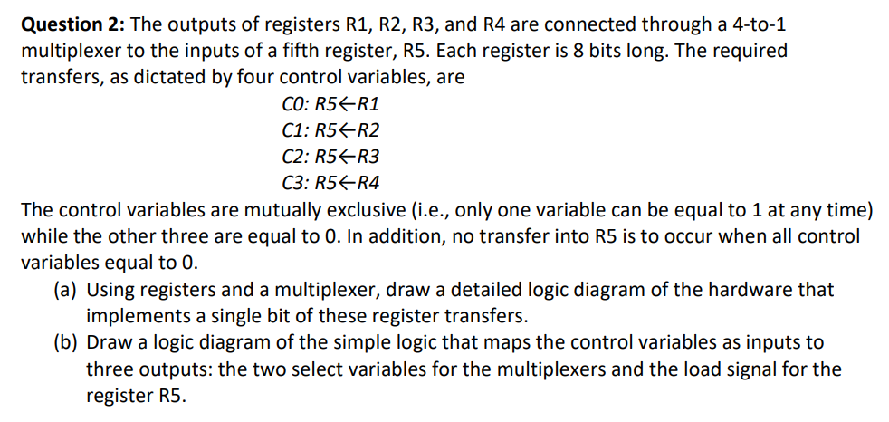 Question 2: The outputs of registers R1, ﻿R2, ﻿R3, | Chegg.com