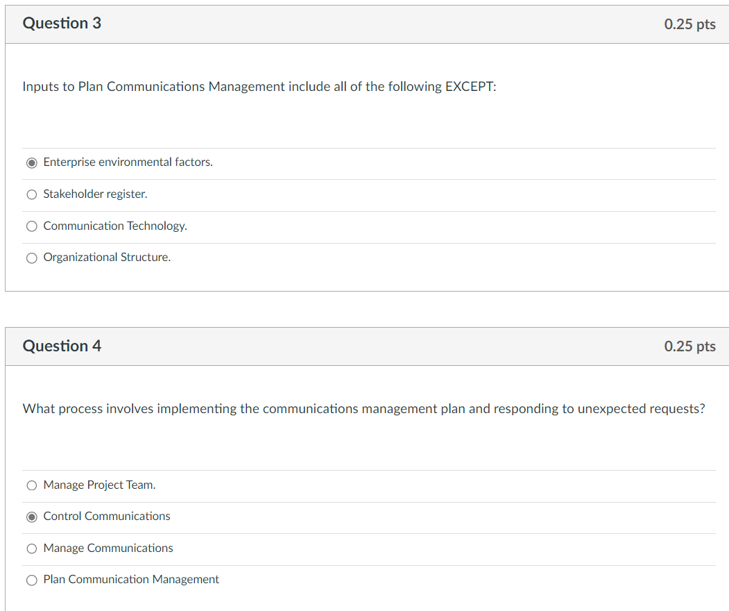 Solved Inputs to Plan Communications Management include all | Chegg.com