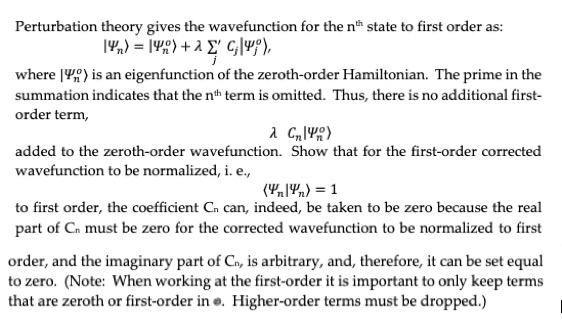 Solved Perturbation theory gives the wavefunction for the | Chegg.com